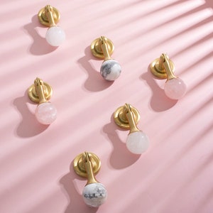 Brass Crystal Drop Drawer Knobs Pulls, Modern Door Handles, Dresser ...