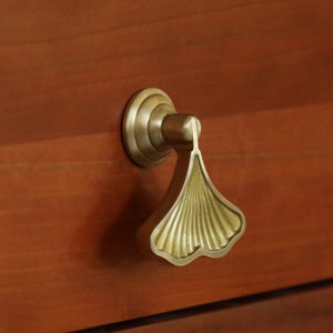Solid Brass Leaf Cabinet Knobs Gold Furniture Drawer Knobs - Etsy