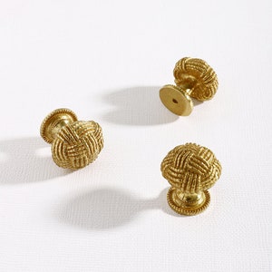 Solid Brass Knit Cabinet Knobs Pulls, Vintage Gold Drawer Knobs Pulls ...
