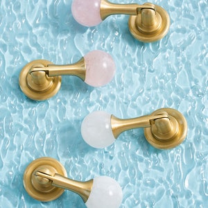 Brass Crystal Drop Drawer Knobs Pulls, Modern Door Handles, Dresser Knobs, Wardrobe Handle ...