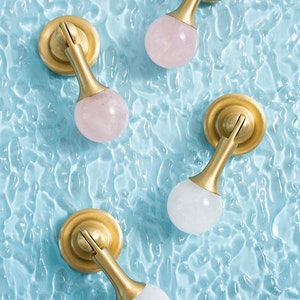 Brass Crystal Drop Drawer Knobs Pulls, Modern Door Handles, Dresser Knobs, Wardrobe Handle ...
