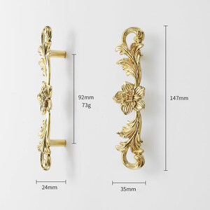 Solid Brass Flower Leaf Drawer Handles Knobs, Gold Cabinet Knobs Pulls, Dresser Cupboard ...