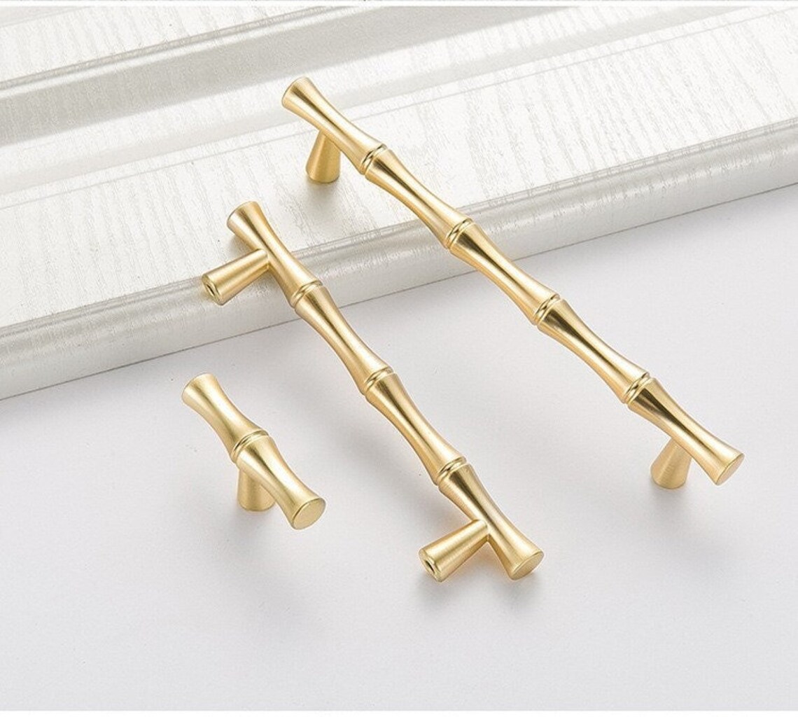 Bamboo Gold Solid Cabinet Handle Plant Drawer Handles Cabinet - Etsy