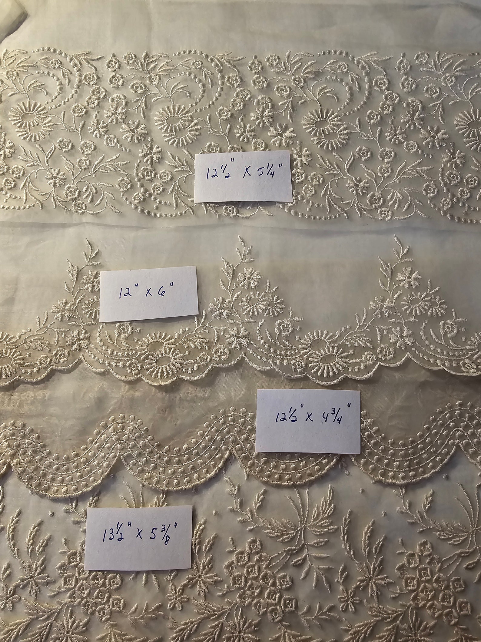 French Vintage Trims Samples, 4 Lace Pieces, Scrapbooking, Dollmaking ...