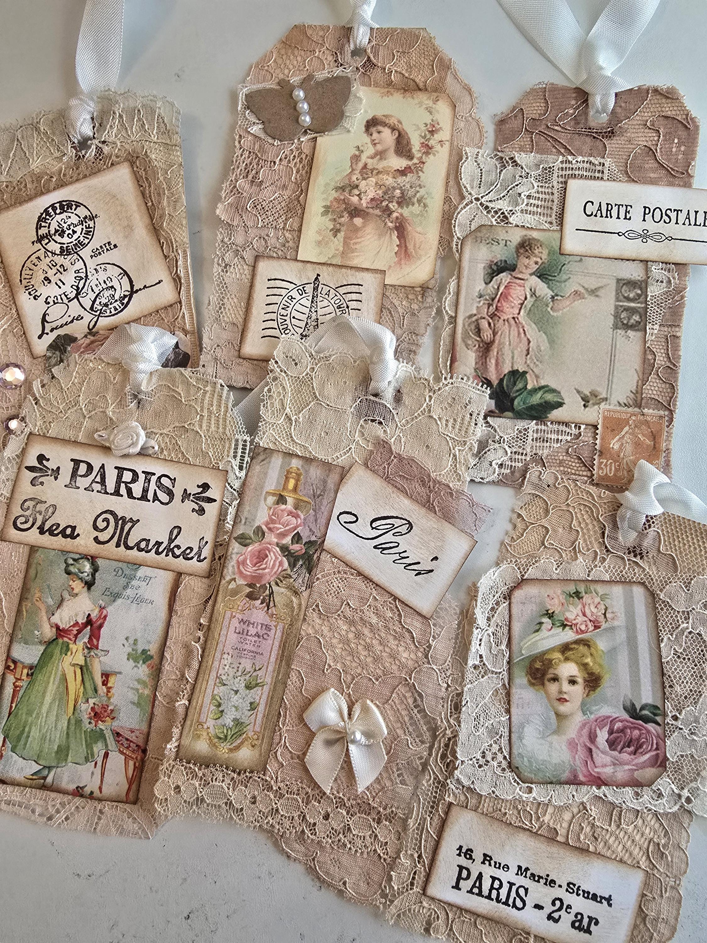 Gift Tags, French Lace Gift Tags, Lace Tags, Scrapbooking, Ephemera ...