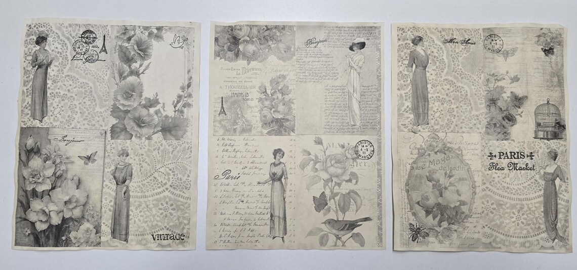 Coffee Stained Papers, French Style Papers, Lace Papers for ...