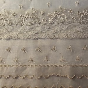 French Vintage Trims Samples, 4 Lace Pieces, Scrapbooking, Dollmaking ...