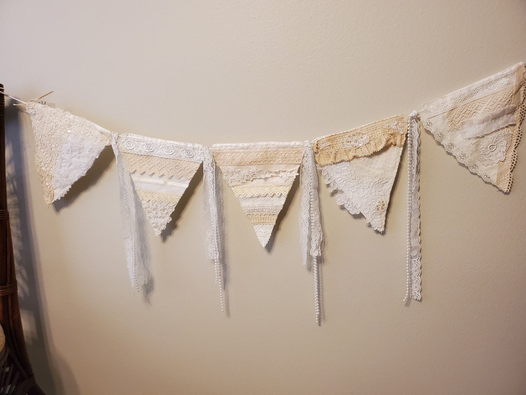 Shabby Chic Handmade Banner, Lace and Trims Banner. - Etsy