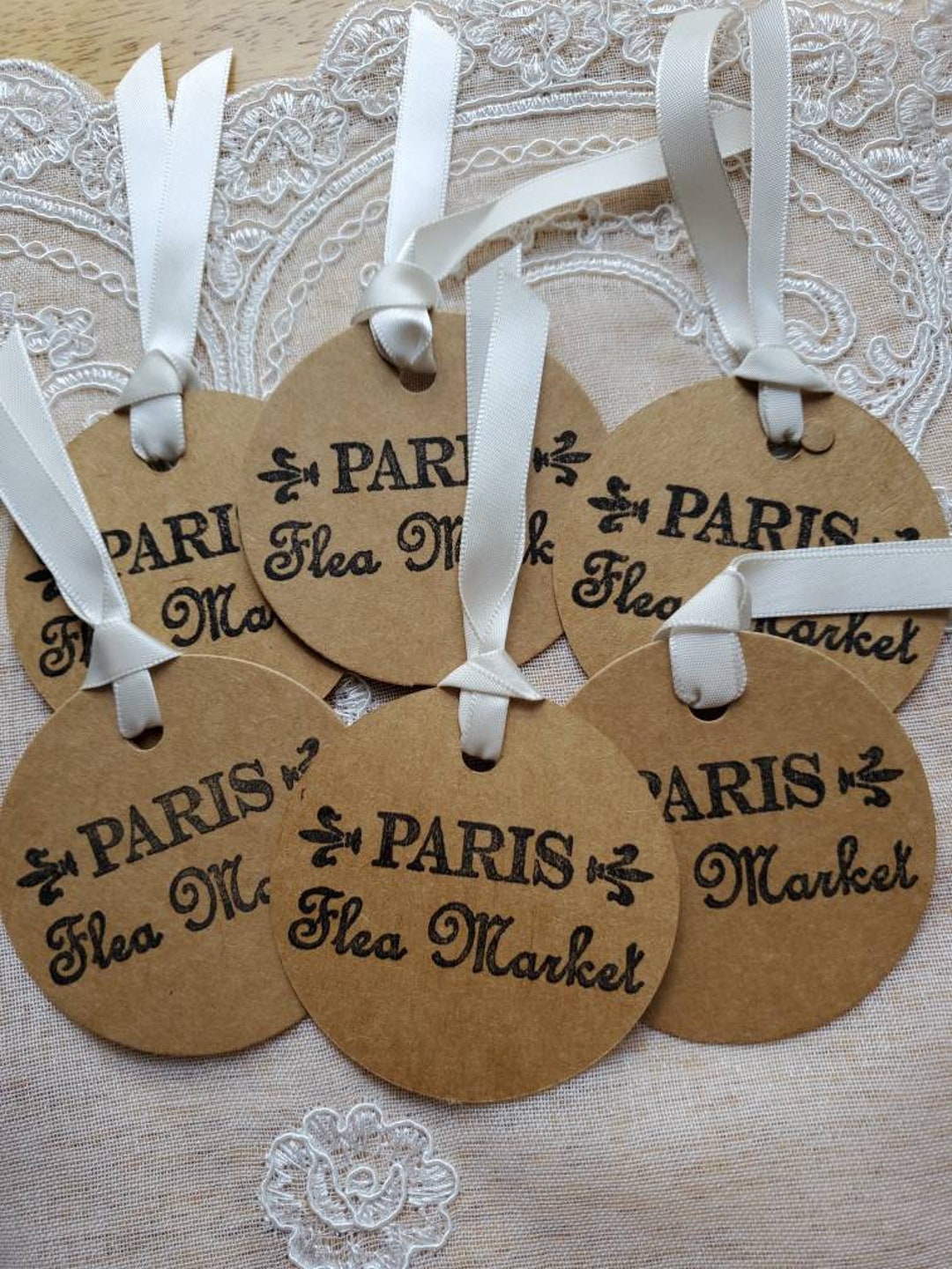 PARIS Flea Market Gift Tags, Paris Hang Tags, Set of 6, Scrapbooking ...