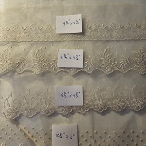 French Vintage Trims Samples, 4 Lace Pieces, Scrapbooking, Dollmaking ...