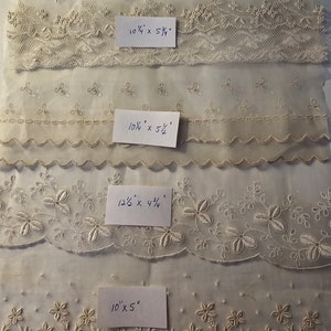 French Vintage Trims Samples, 4 Lace Pieces, Scrapbooking, Dollmaking ...