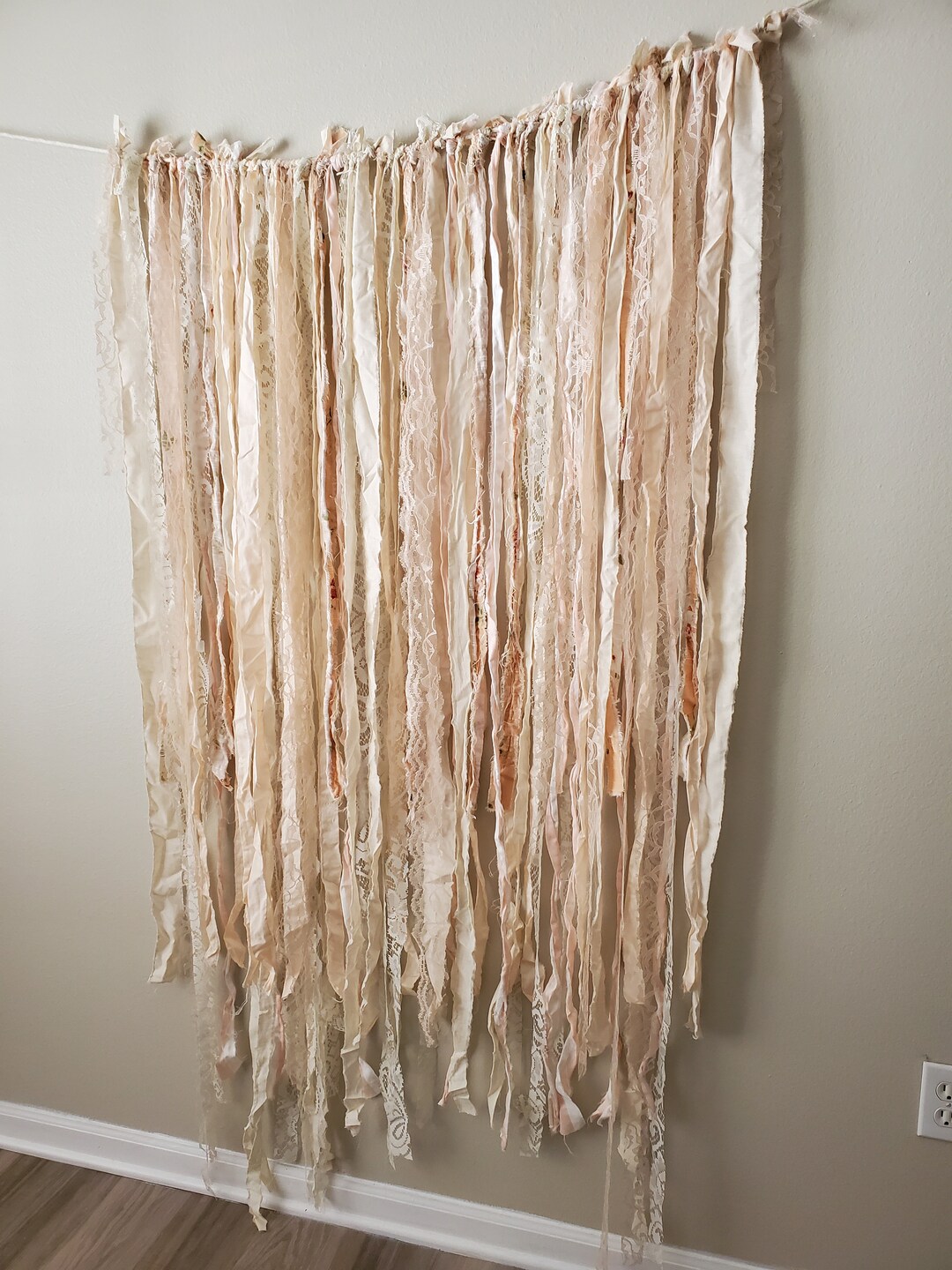 Boho Backdrop, Gypsy Curtain, Backdrop Garland, Tattered Fabric, Rustic ...