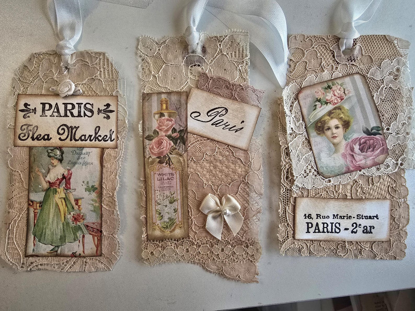 Gift Tags, French Lace Gift Tags, Lace Tags, Scrapbooking, Ephemera ...