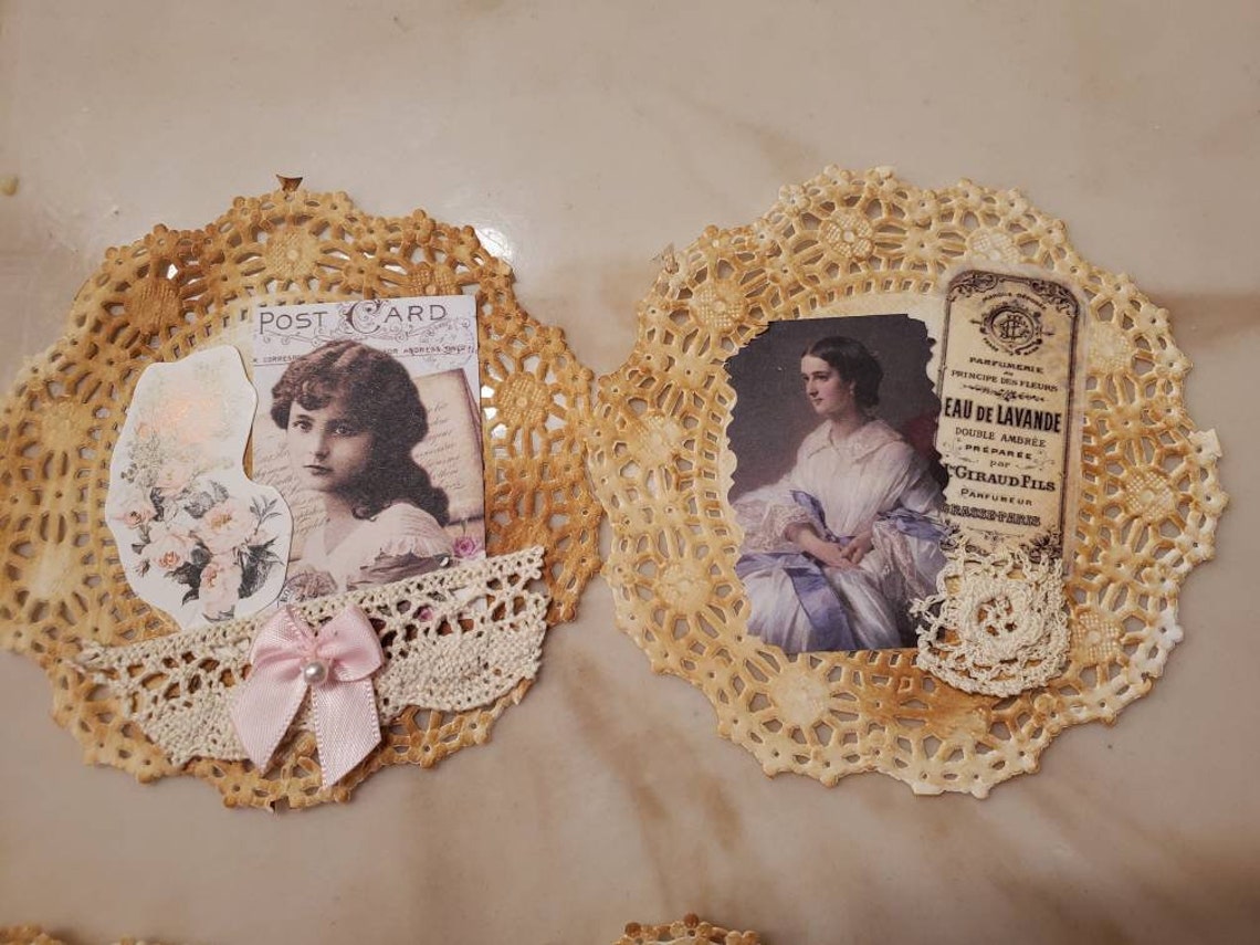 Embellished Paper Doilies, Junk Journals Ephemera, Scrapbooking. - Etsy