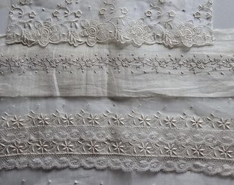 French Vintage Trims Samples, 5 Lace Pieces, Scrapbooking, Dollmaking ...