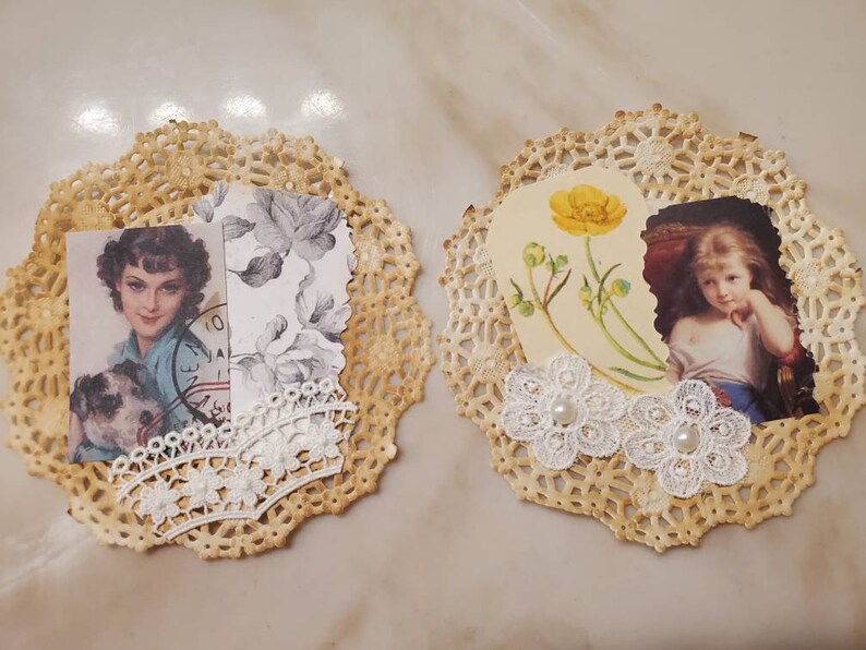 Embellished Paper Doilies, Junk Journals Ephemera, Scrapbooking. - Etsy