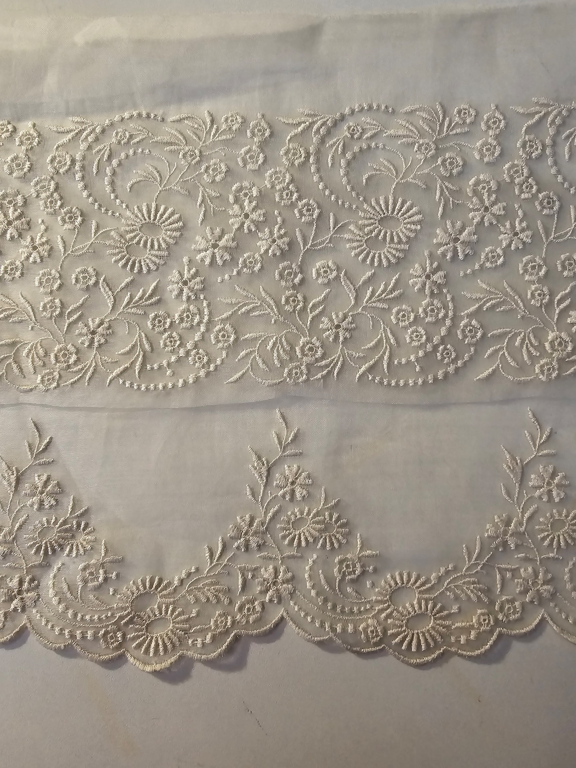 French Vintage Trims Samples, 4 Lace Pieces, Scrapbooking, Dollmaking ...