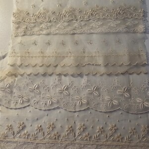French Vintage Trims Samples, 4 Lace Pieces, Scrapbooking, Dollmaking ...