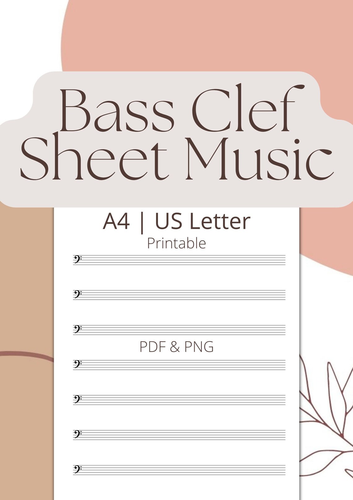 Bass Clef Sheet Music for A4 & Letter. Printable Bass Clef Sheet Music ...