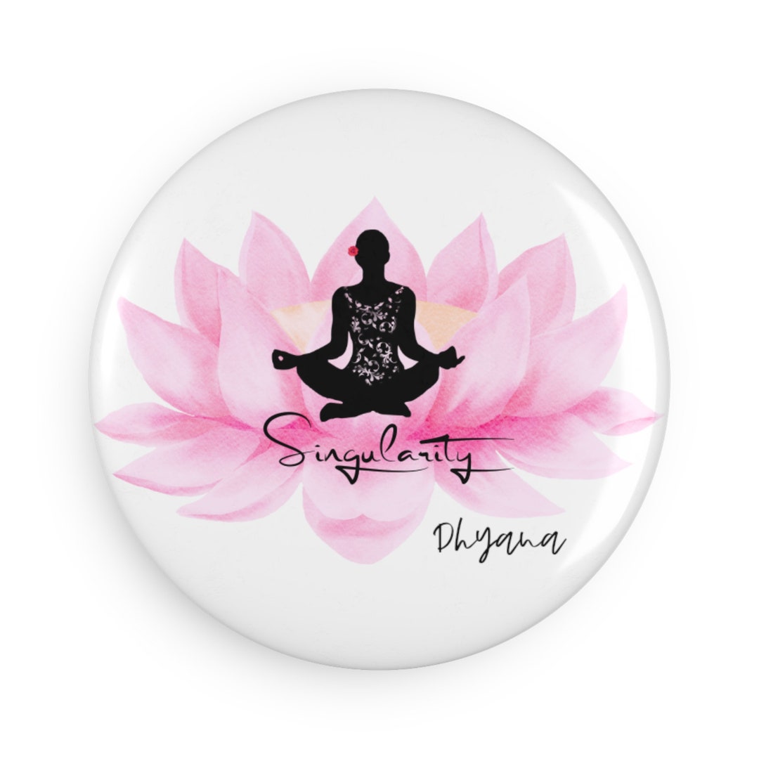 Singularity Mindful Oneness Crown Chakra Round Magnet Lotus Pose Silhouette Lotus Flower Yoga ...