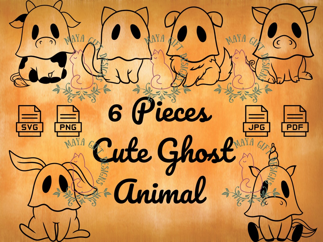 Cute Ghost Animals Bundle Svg, Digital File, Cute Animals Drawing Svg ...