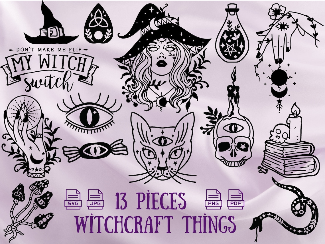 Witchcraft Things Bundle, Digital File, Witchcraft Symbols Svg, Gothic ...