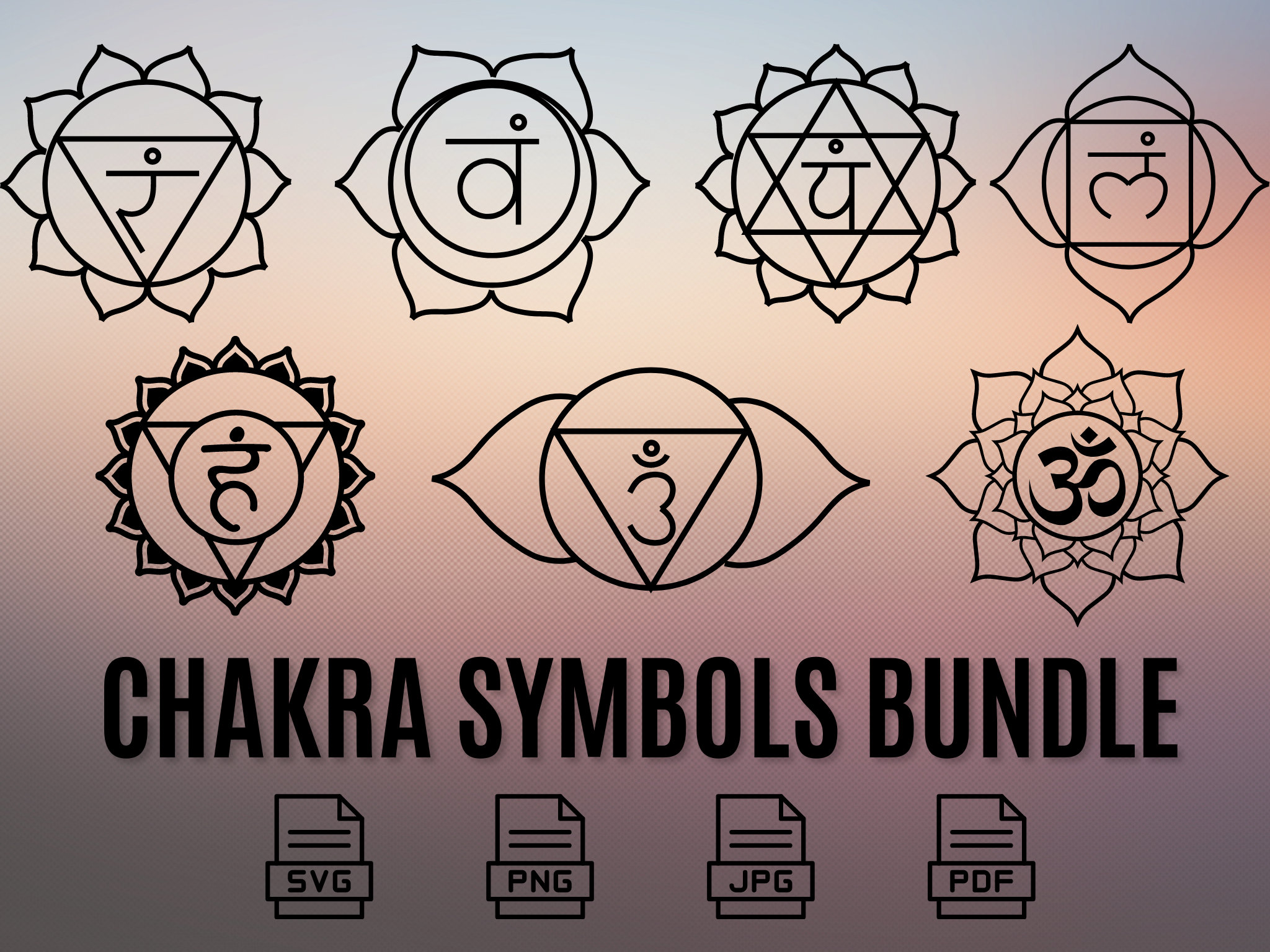 7 Chakra Symbol Bundle Svg, Sacred Symbols Svg, Chakras Digital File ...