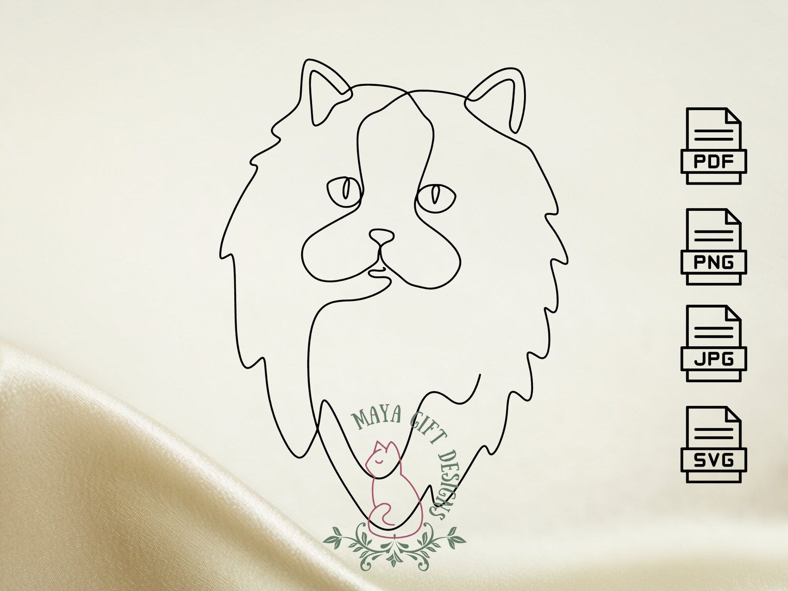 Himalayan Line Art Svg, Digital File, Cat Drawing Svg, Cat Lover ...