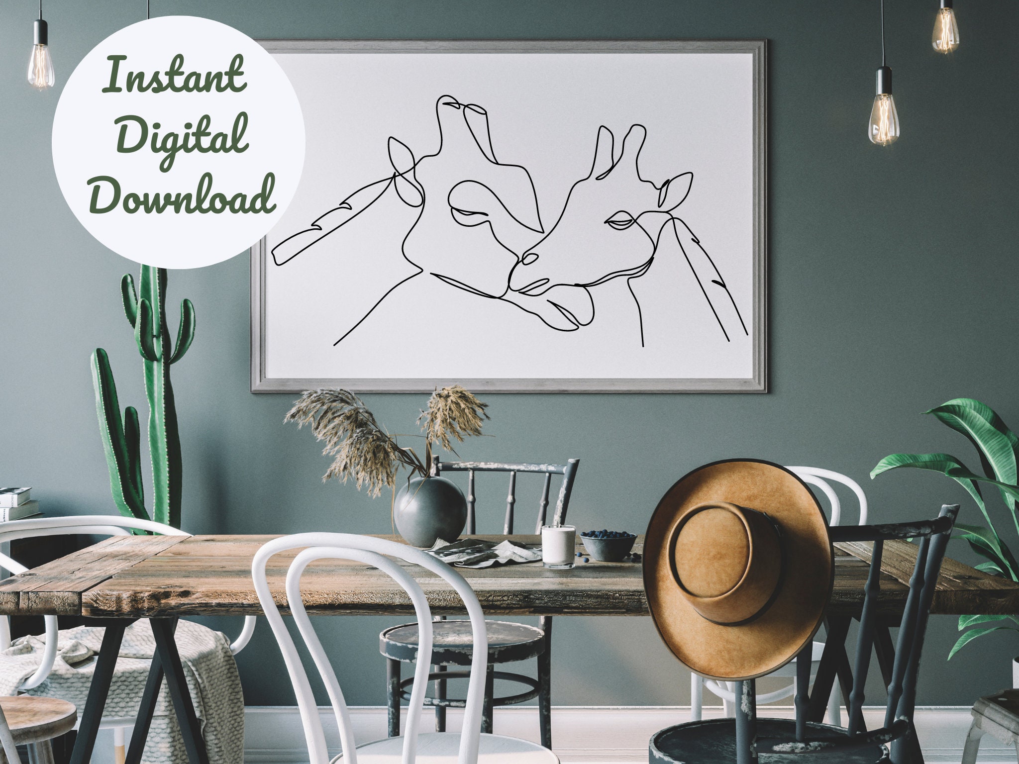 Giraffe Line Art Svg, Safari Animal Line Art, Digital File, Giraffe ...