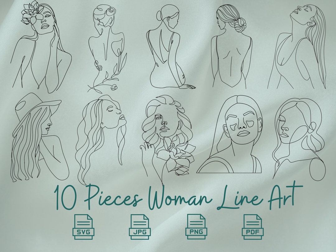 Woman Line Art Bundle Svg Digital File Woman Drawing Svg - Etsy