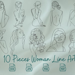 Woman Line Art Bundle Svg Digital File Woman Drawing Svg - Etsy