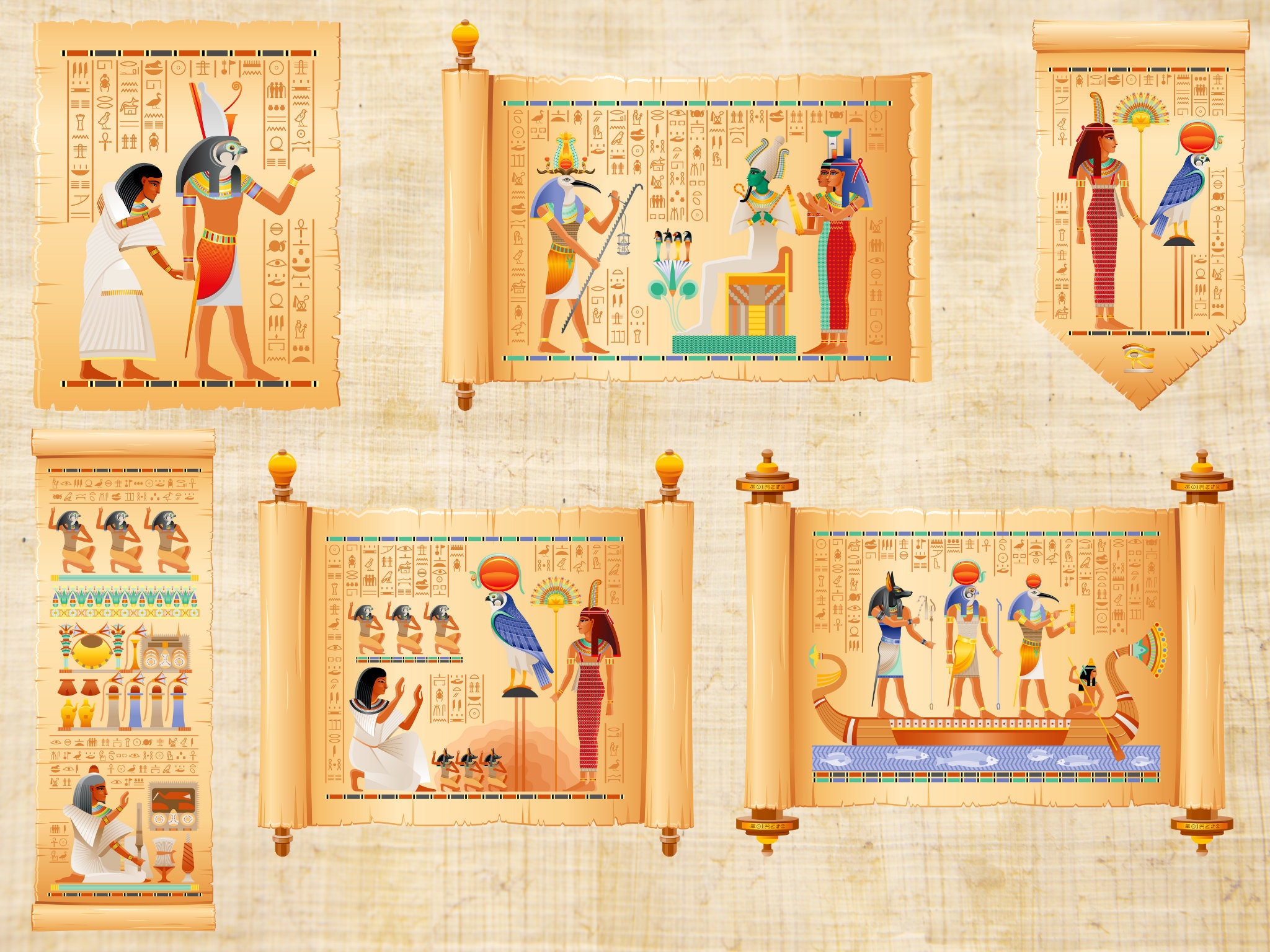 Ancient Egypt Papyrus Scroll Digital Bundle, Digital File, Papyrus ...
