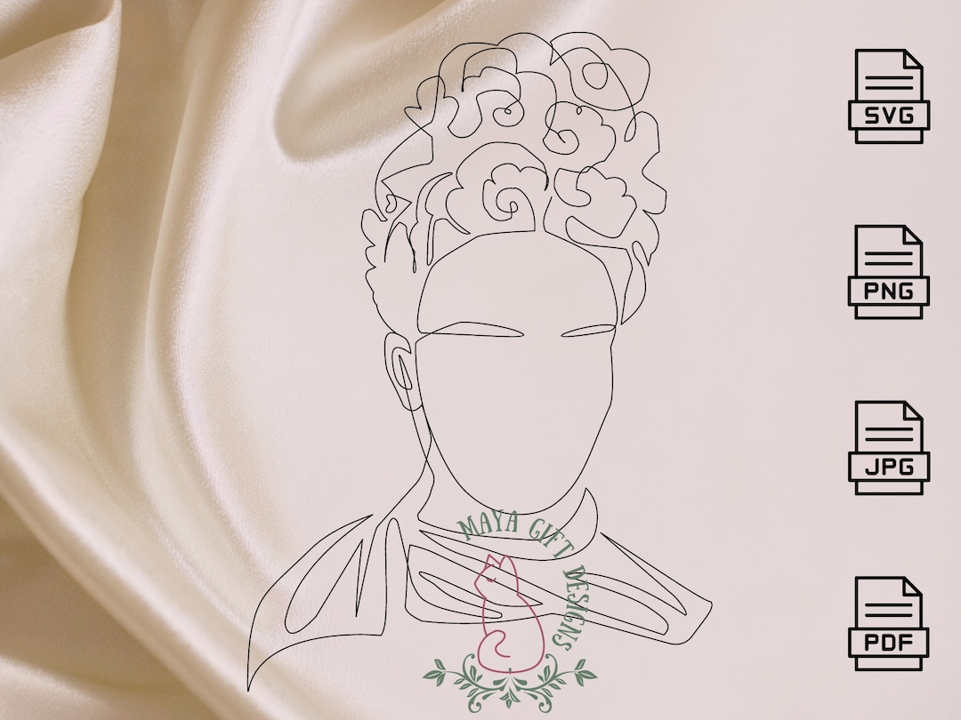 Frida Kahlo Line Art Svg, Digital File, Frida Drawing Svg, Feminist ...