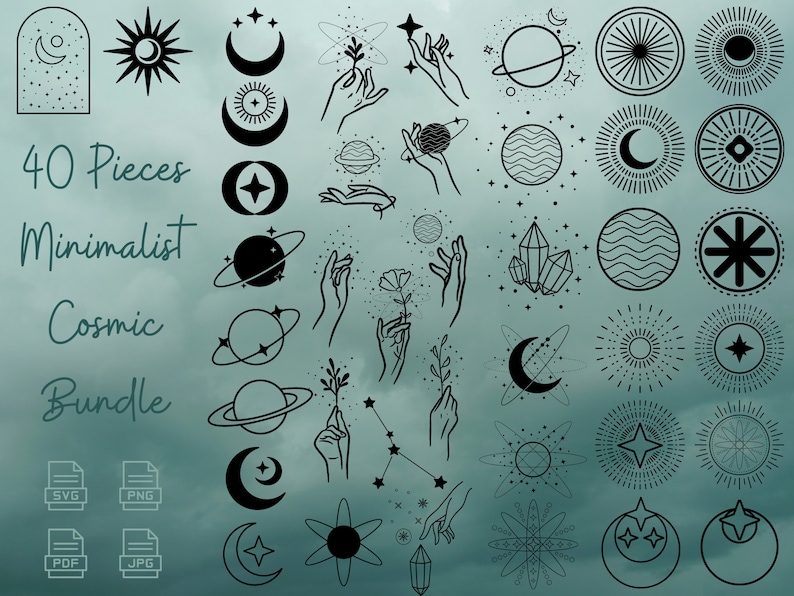 Minimalist Cosmic Mega Bundle Svg, Digital File, Cosmic Symbols Svg ...