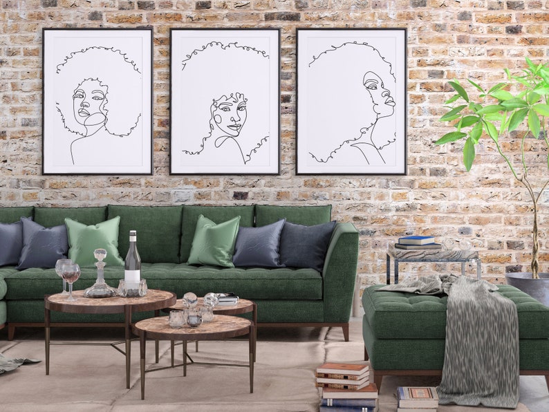 Afro Hair Woman Line Art Bundle, Digital File, Woman Drawing Svg ...