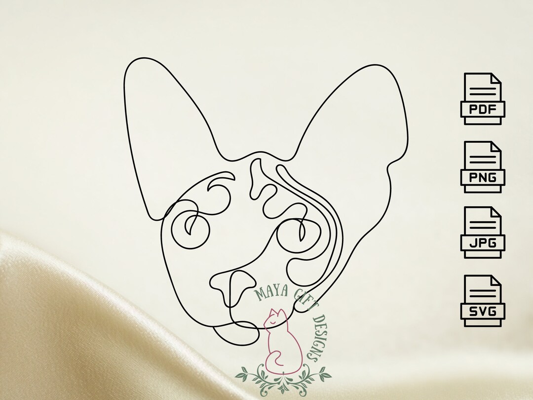 Sphynx Line Art Svg, Digital File, Cat Drawing Svg, Cat Lover, Sphynx ...