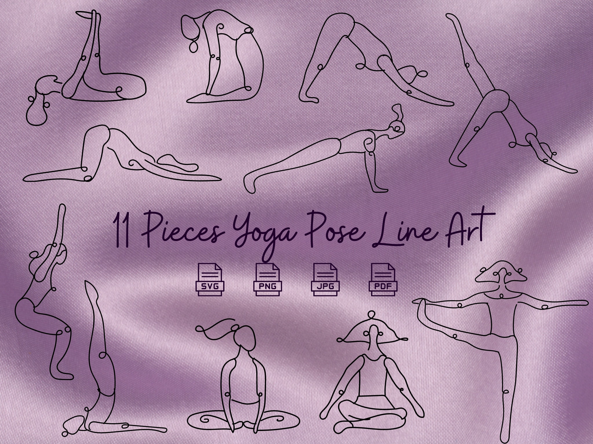 Yoga Pose Line Art Bundle Svg, Digital File, Yoga Position Drawing Svg ...