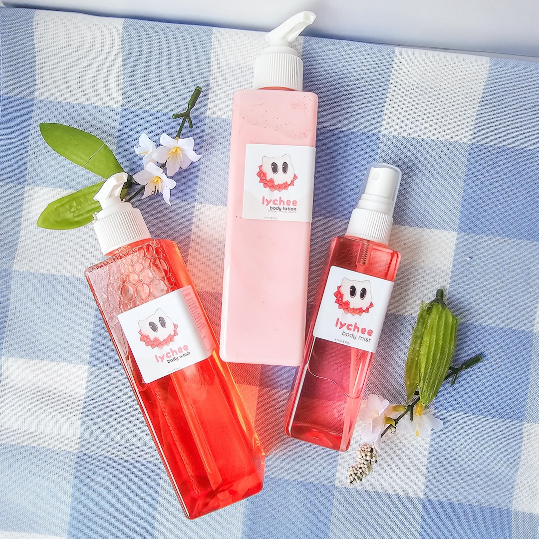 Lychee Scented Self Care Bundle With Lotion, Body Wash, and Body Spray ...