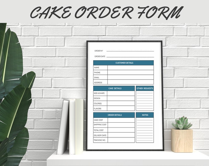 Bakery Order Form Editable Cake Order Form Printable Bakery Custom ...