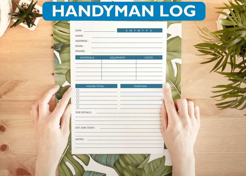 Handyman Business, Handyman Gift, Construction Daily Log, DIY Record ...