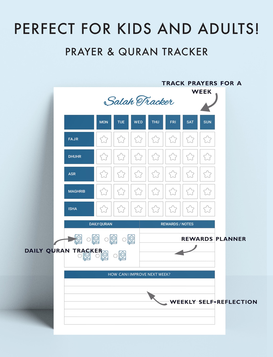Islamic Prayer Tracker, Salah Tracker for Kids, Daily Salah Tracker ...