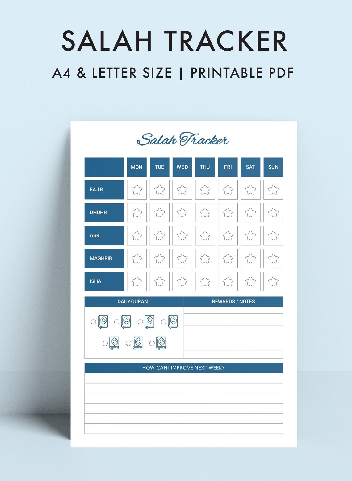 Islamic Prayer Tracker, Salah Tracker for Kids, Daily Salah Tracker ...