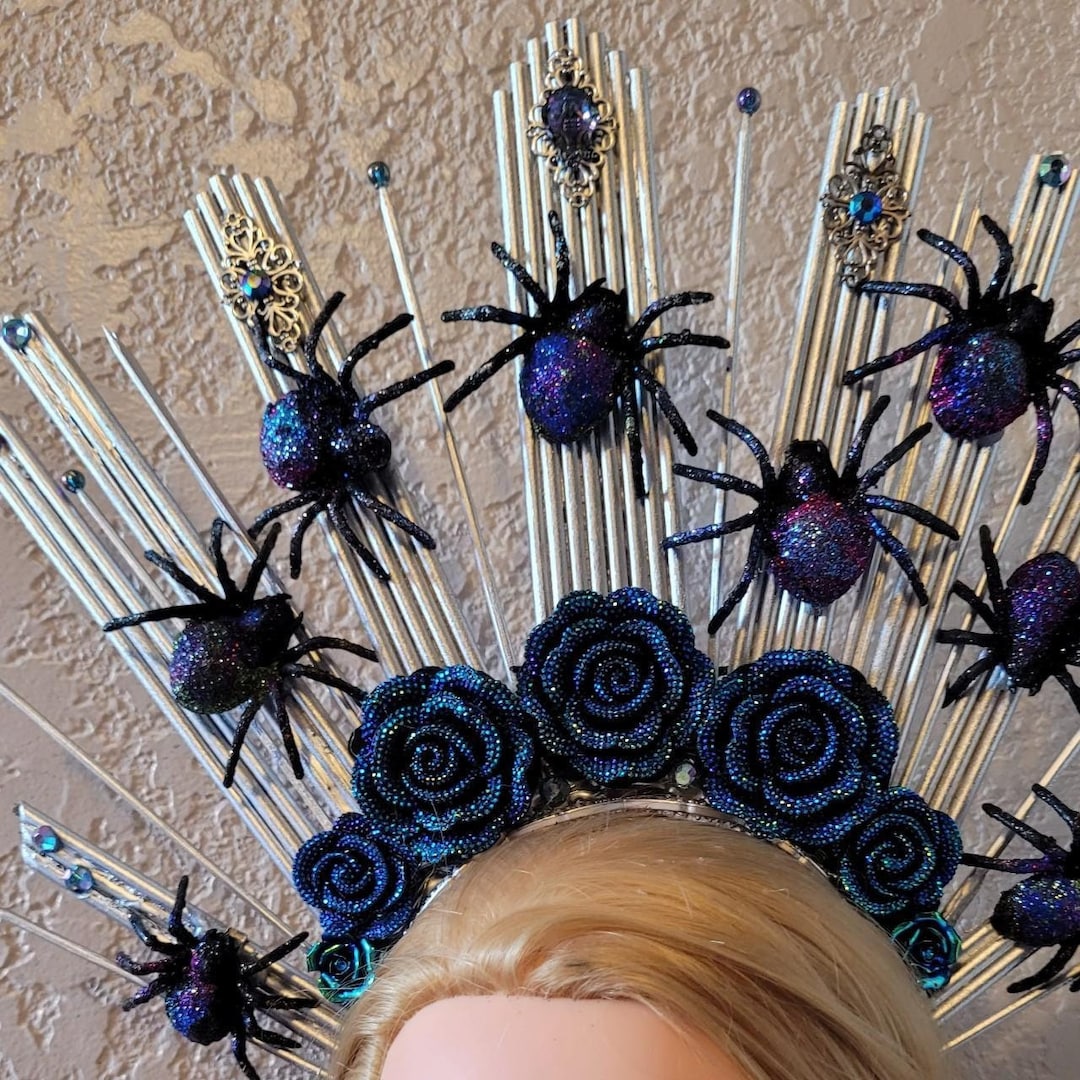Gothic Spider Queen Headpiece.spider Crown.crystal Roses and Spiders ...