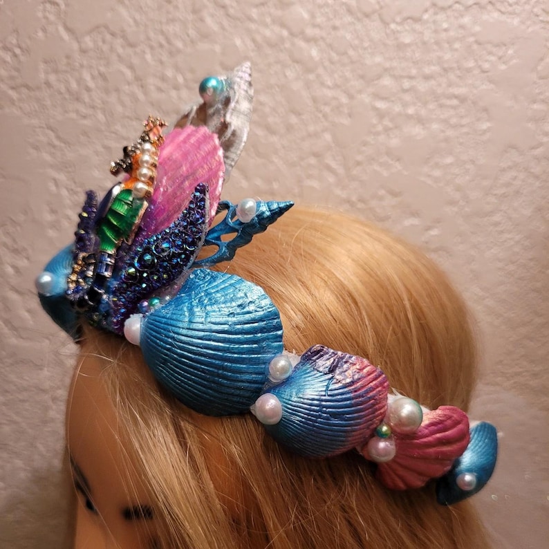 Mermaid Seashell Crown.siren Tiara With Adjustable Rope Base Headband ...