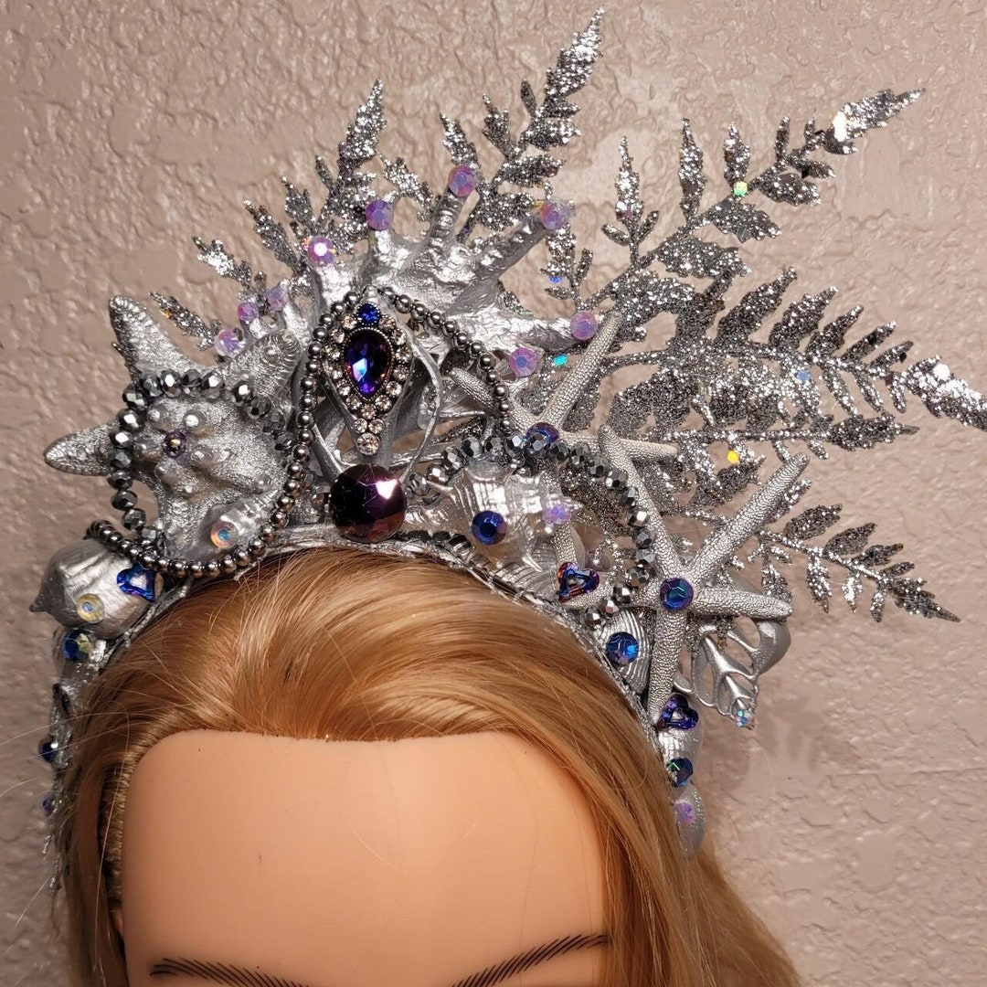 Mermaid Seashell Crown Headband.siren Headpiece With Real - Etsy