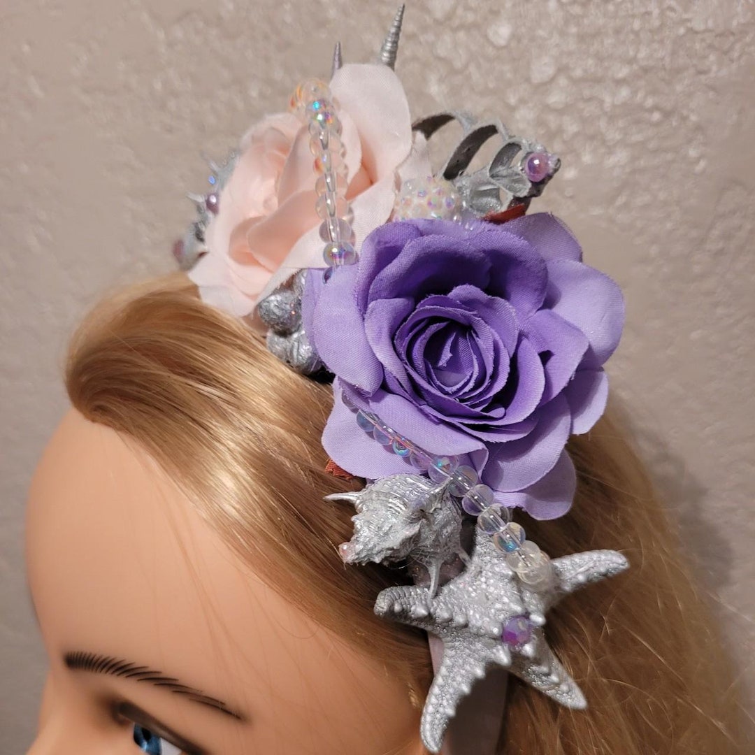 Mermaid Seashell Crown.siren Headband With Silver Iridescent Seashells ...