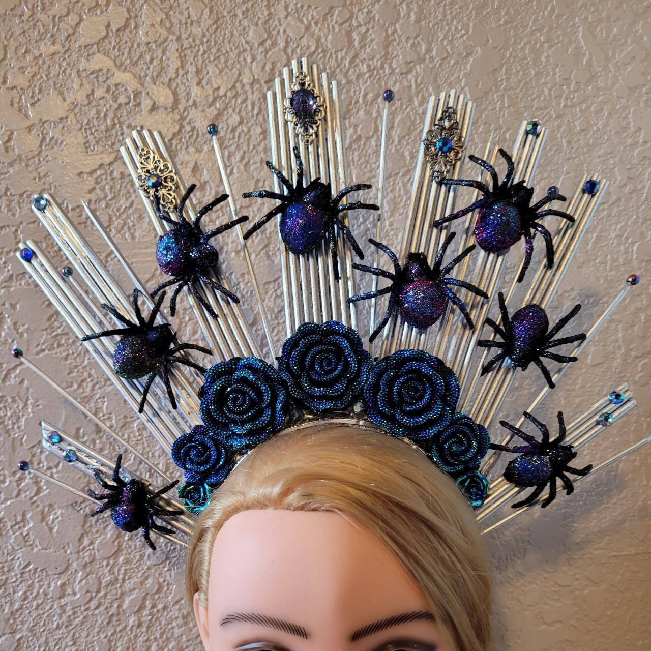 Gothic Spider Queen Headpiece.spider Crown.crystal Roses and Spiders ...