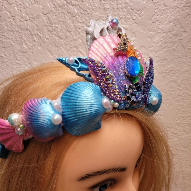 Mermaid Seashell Crown.siren Tiara With Adjustable Rope Base Headband ...