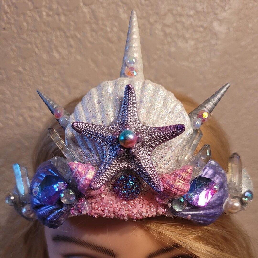 Mermaid Seashell Crown.siren Seashell Tiara With Adjustable Rope Base ...