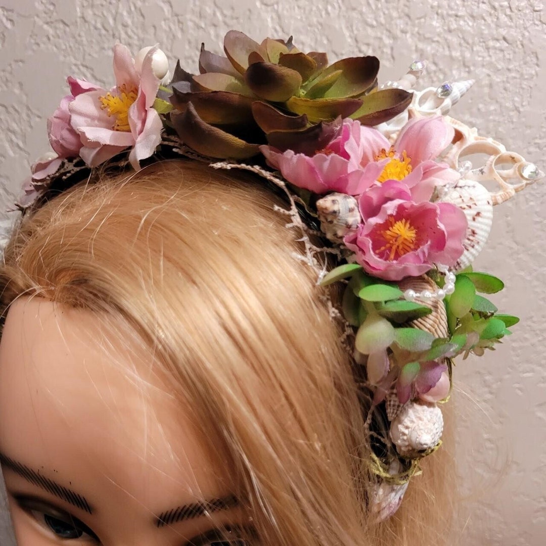 Mermaid Seashell Crown Headpiece.siren Headband With Real Shells,beads ...